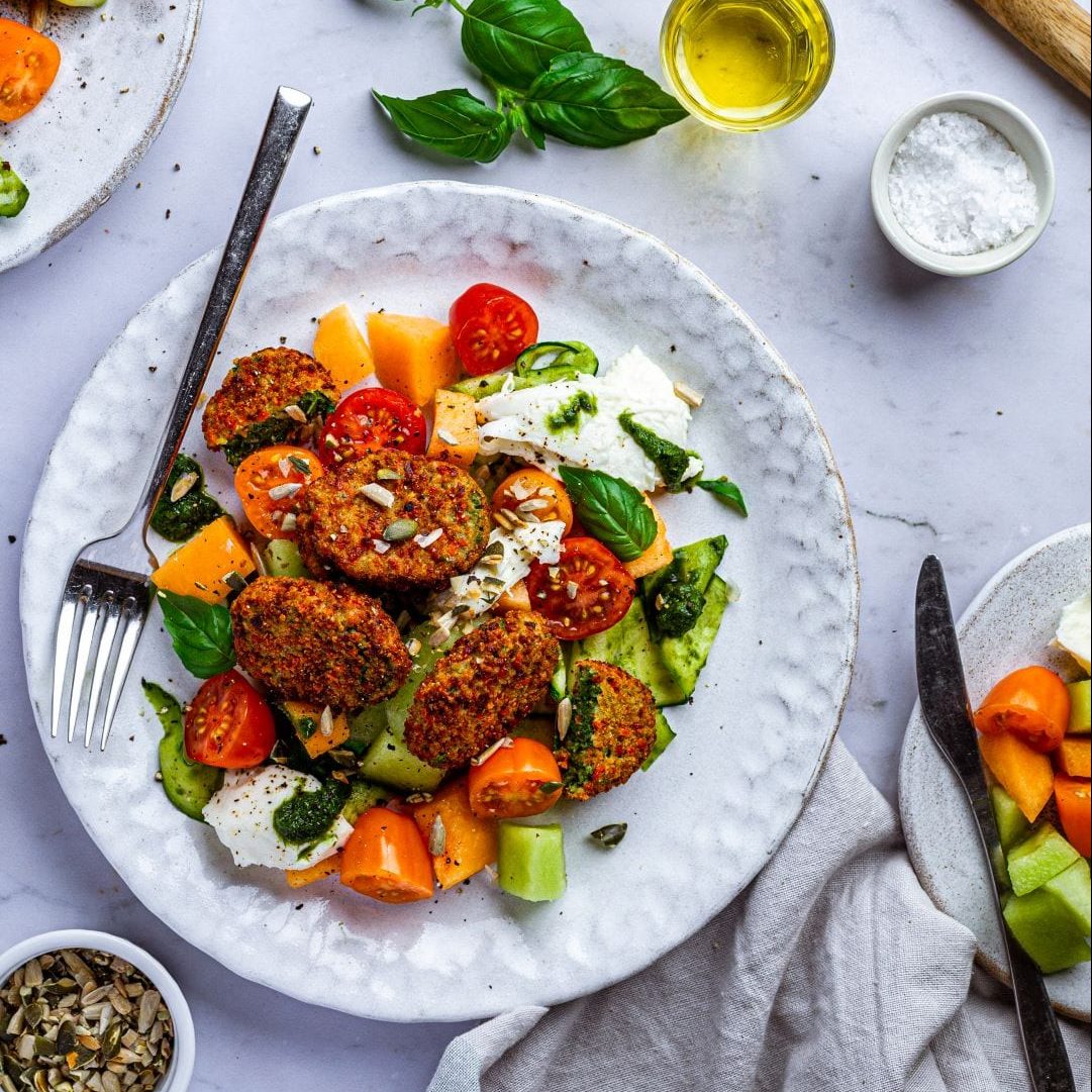 Rainbow Salad with Spinach Bites | Strong Roots