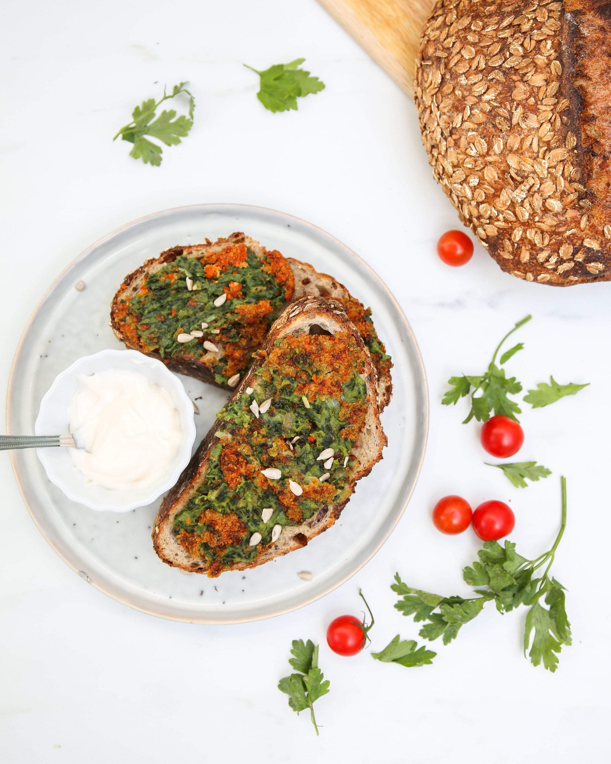 Spinach Bites Toast | Strong Roots